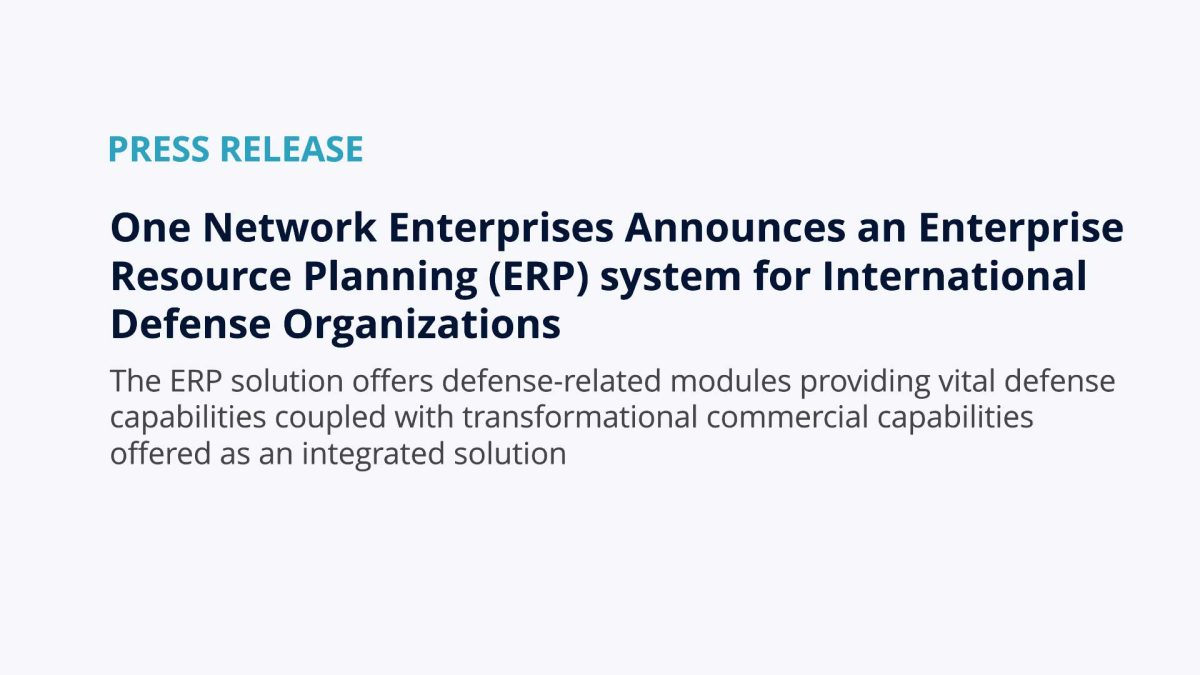 ONE Announces an ERP system for International Defense Organizations